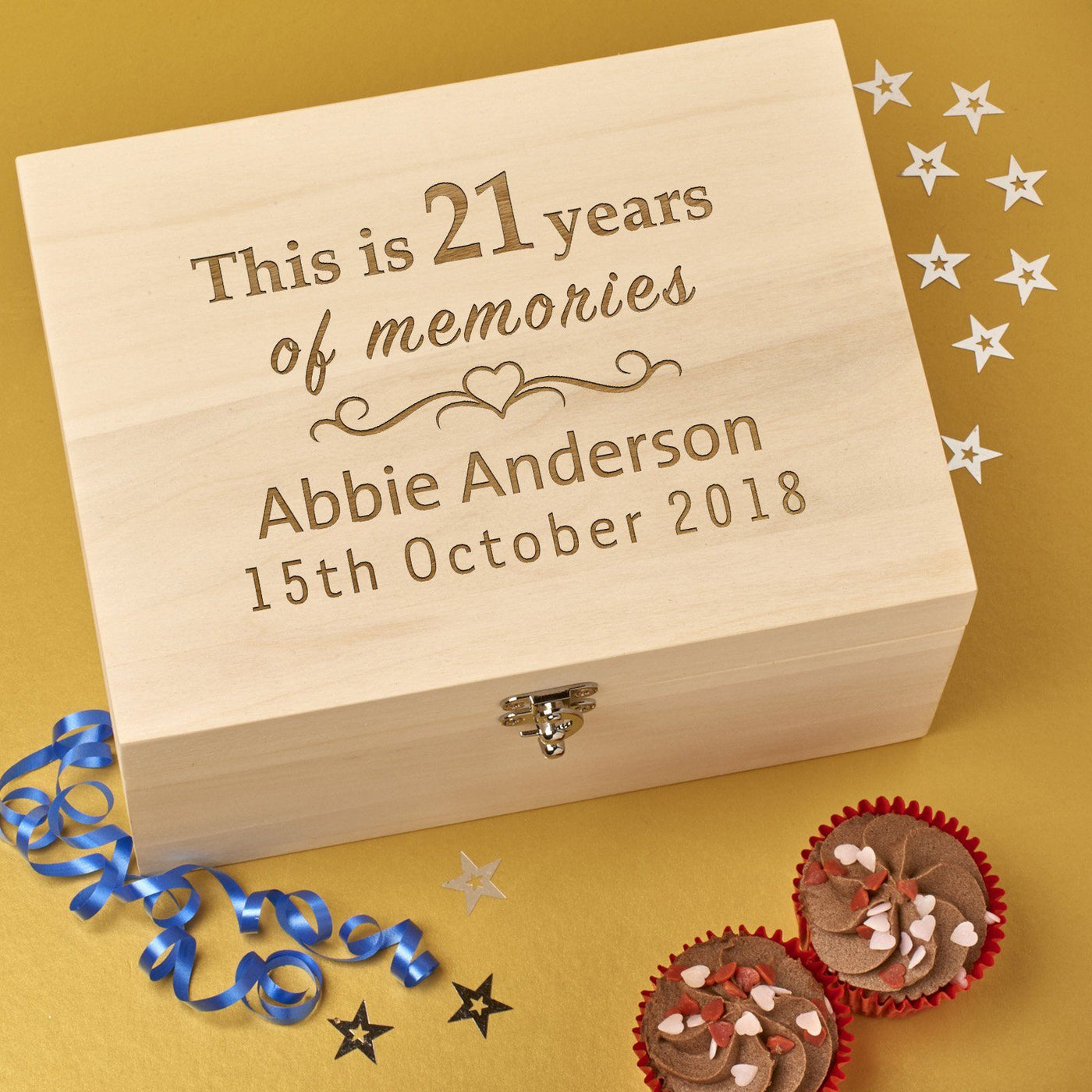 Personalised Engraved Wooden Memory Keepsake Box - 21st Memories ...