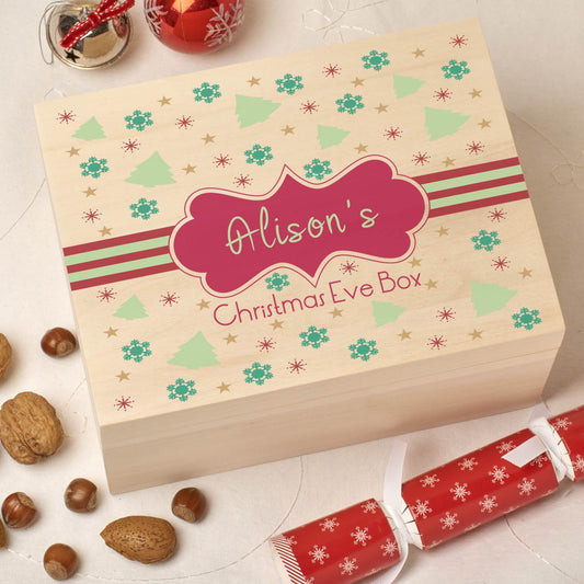 Christmas Eve Gift Boxes Personalised with Printed Name Stickers ...
