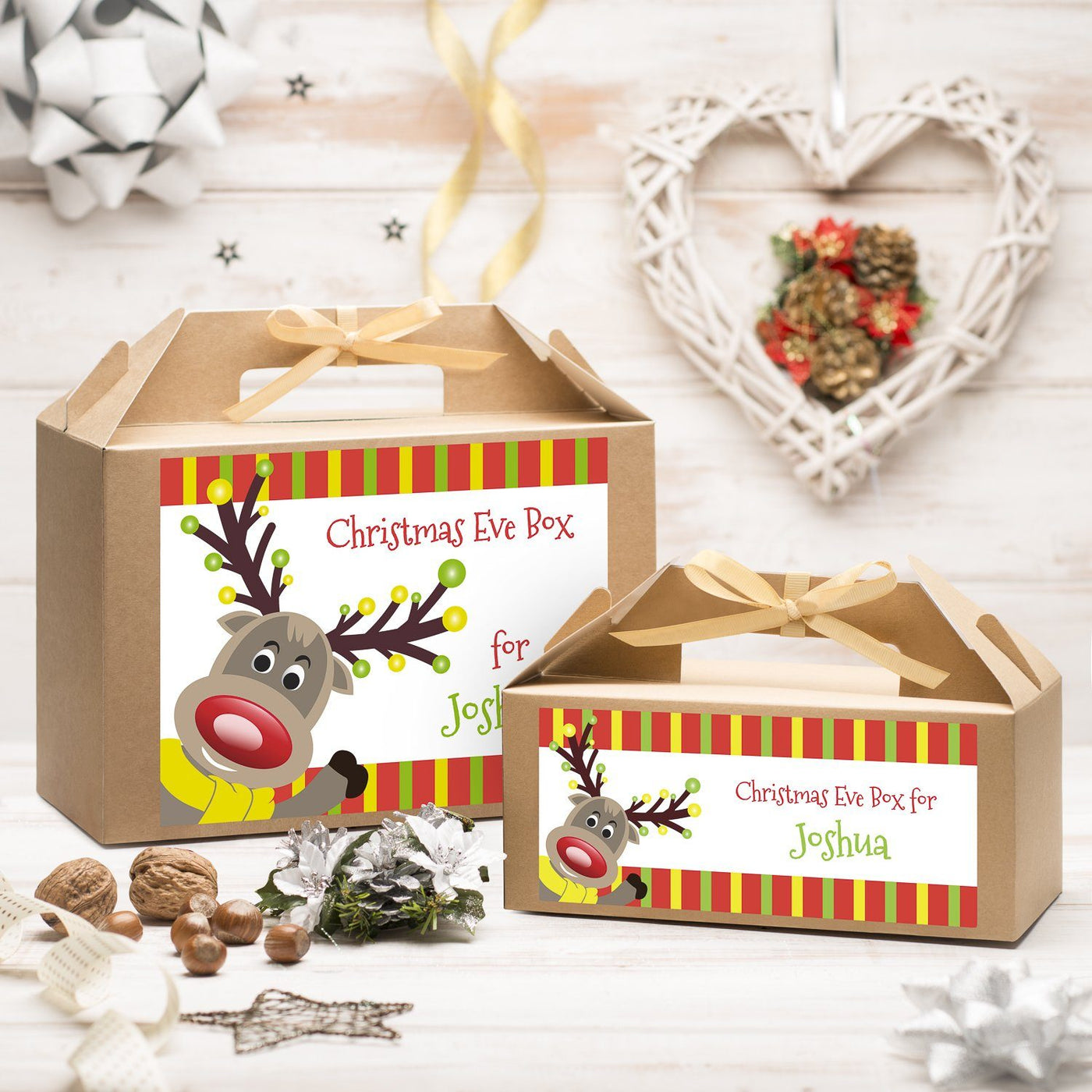 Christmas Eve Gift Boxes Personalised with Printed Name Stickers ...