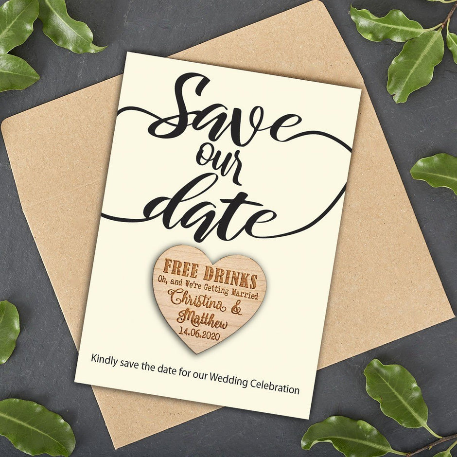 Save the Date Magnet Wooden Rustic - Simple Design – Tabetha's Touch